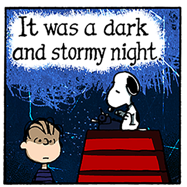 Snoopy Writing Dark And Stormy Night
